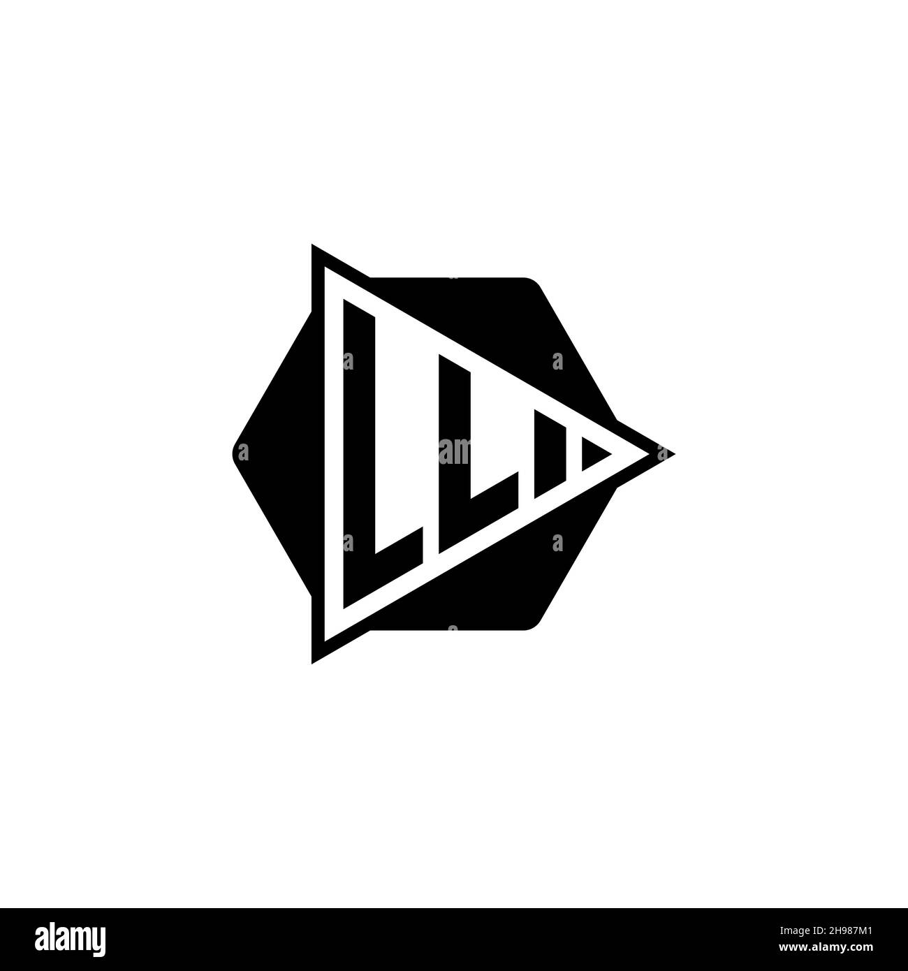 LL Monogram logo letter with triangle play button shape hexagonal ...