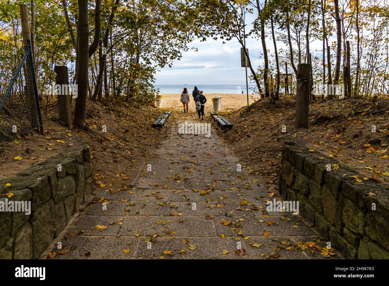 Gdansk, Poland - October 24 2020: Long stony path to Jelitkowo beach in ...
