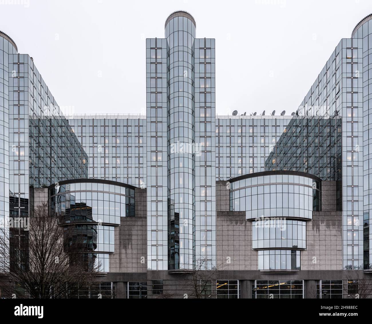 Brussels city center / Belgium - 04 27 2019: Contemporary facade of the ...