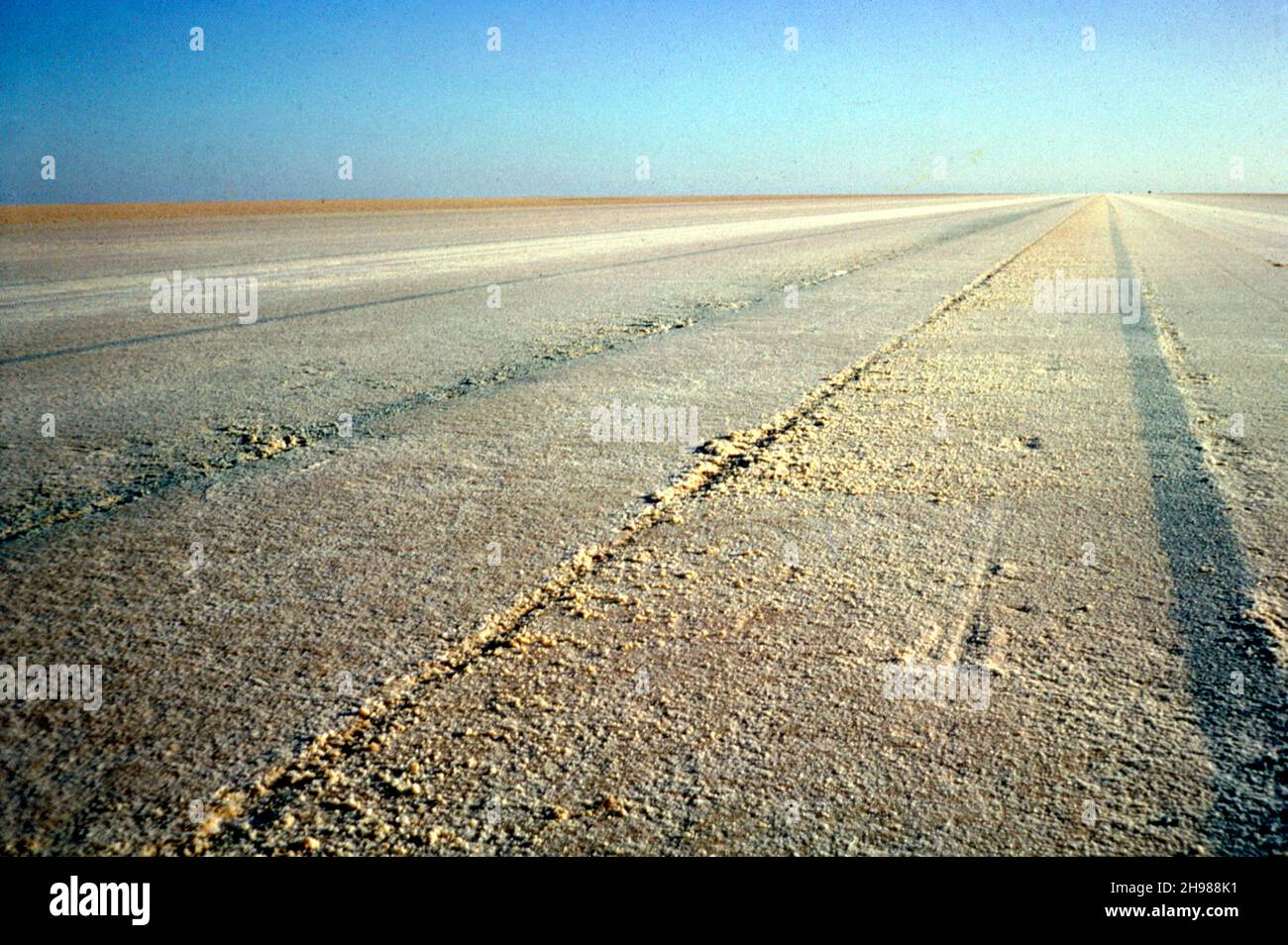 Blue paint marking the World Land Speed Record course for Bluebird CN7 ...