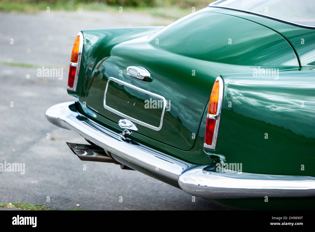 Rear of a 1961 Aston Martin DB4 GT previously owned by Donald Campbell ...