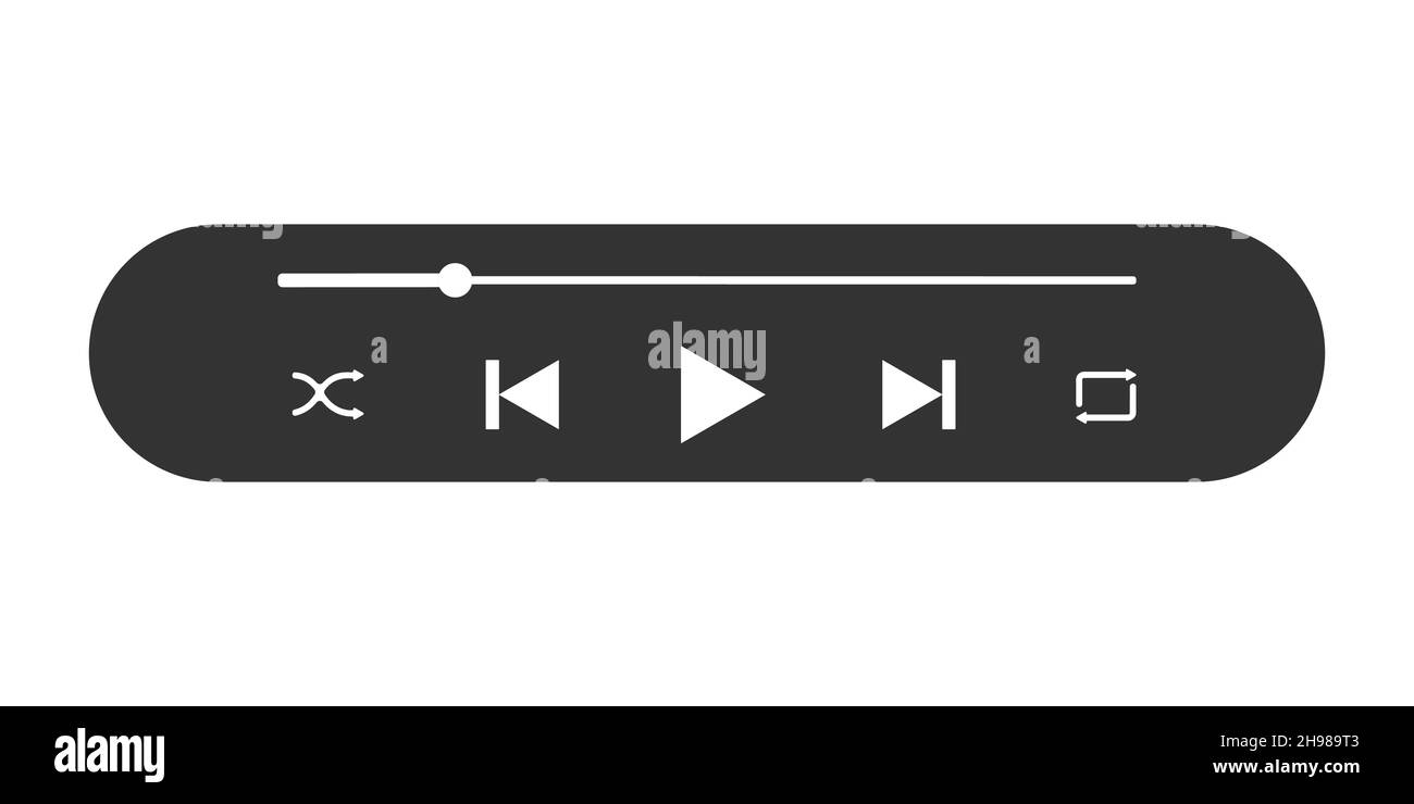 Audio player loading progress bar and buttons. Simple mediaplayer panel ...
