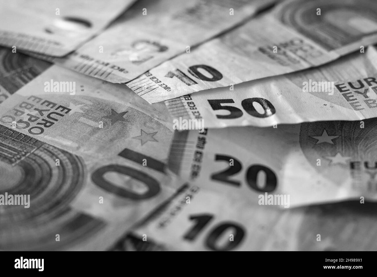 Close up euro banknotes money Black and White Stock Photos & Images - Alamy