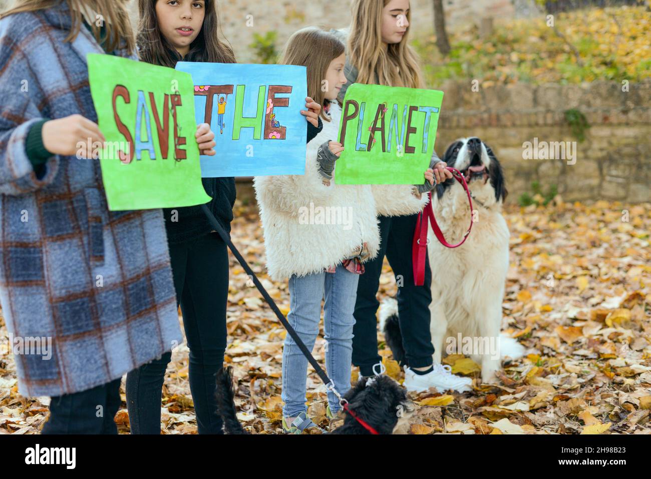 ecologist children playing to save the planet as evil toxic pollutes ...