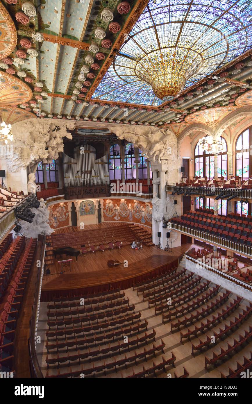 Barcelona, Spain - 23 Nov, 2021: Interior view of the Palau de la ...
