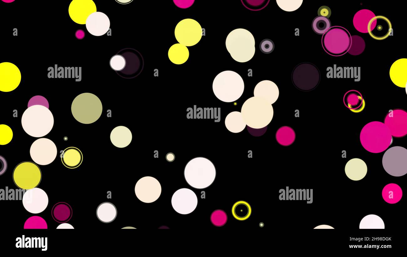 Beautiful Abstract Animation Of Multicolored Circles Appearing And Disappearing On The Black