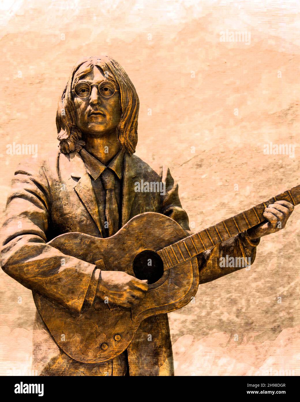 Sculpture of John Lennon, part of The Beatles art in the Yesterday Bar ...