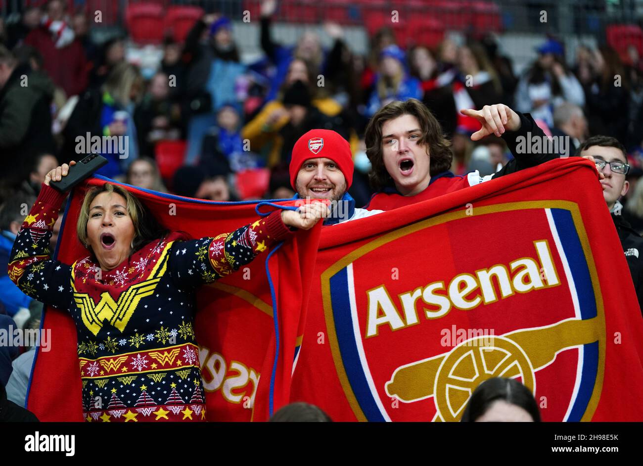 Arsenal fans in the stands before the Vitality Women's FA Cup final at ...