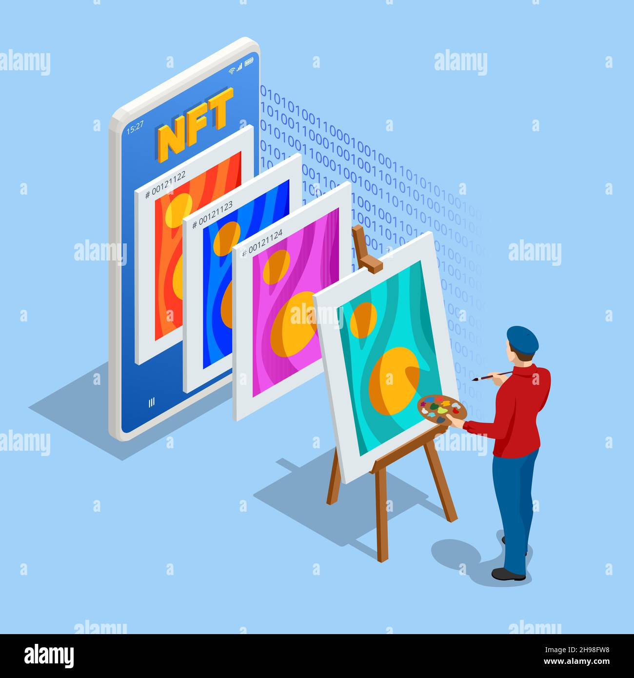 Isometric NFT Non-fungible token is a unique and non-interchangeable ...