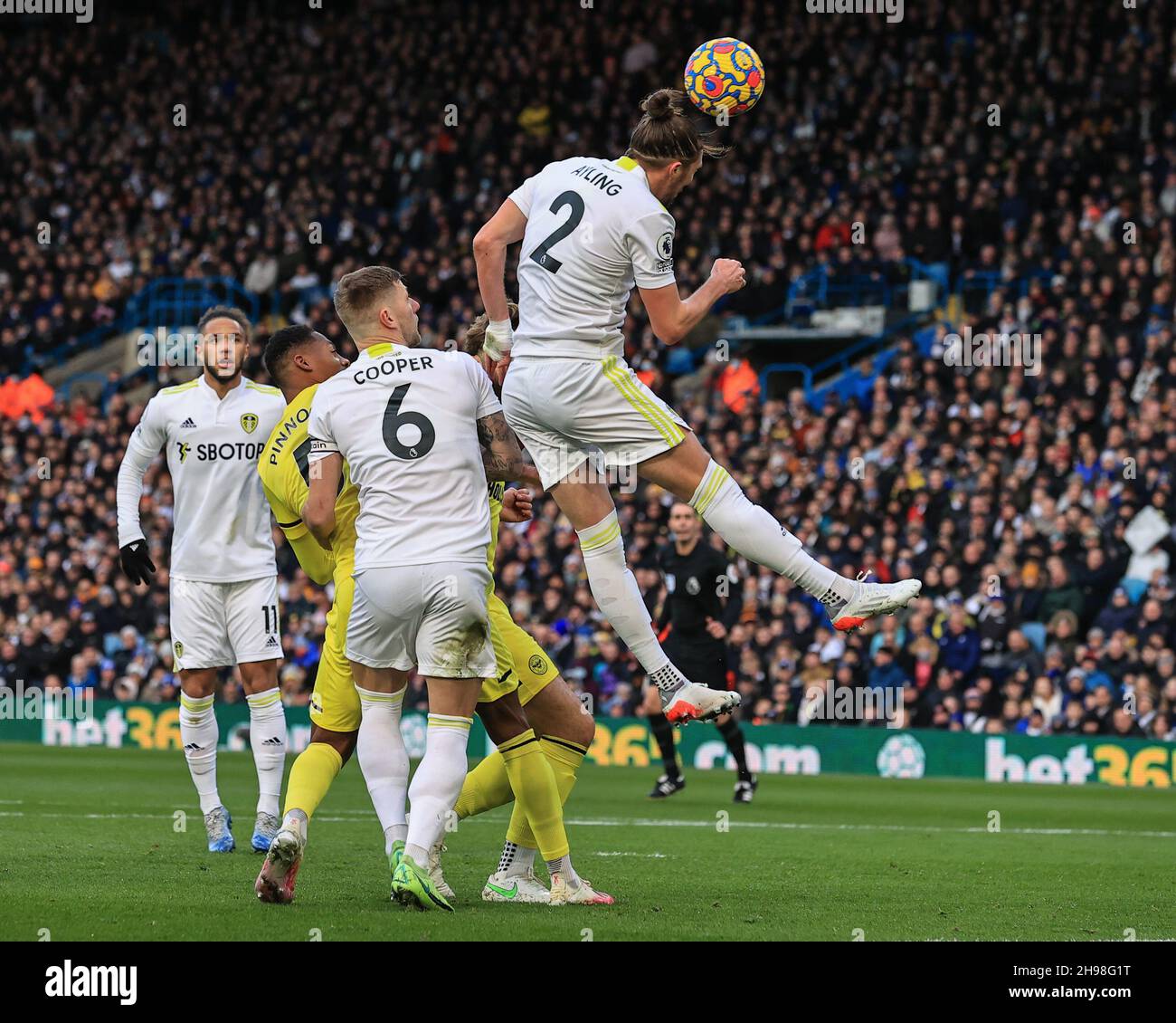 Luke Ayling #2 of Leeds United heads clear Stock Photo - Alamy