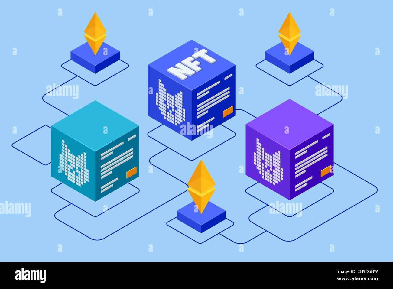 Isometric NFT Non-fungible token is a unique and non-interchangeable unit of data stored on a ...