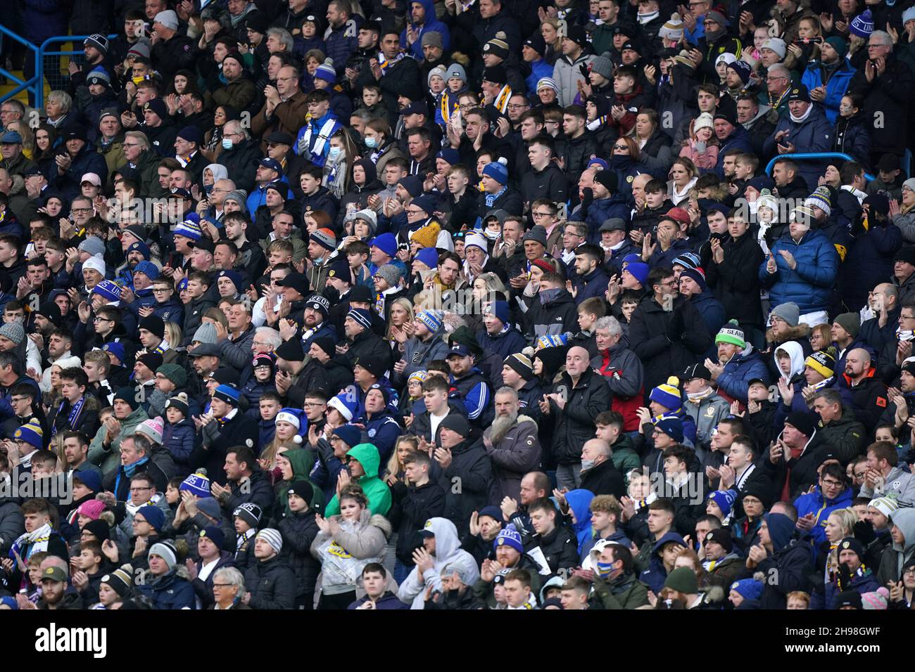 Leeds United fans applaud Arthur Labinjo-Hughes during the Premier ...
