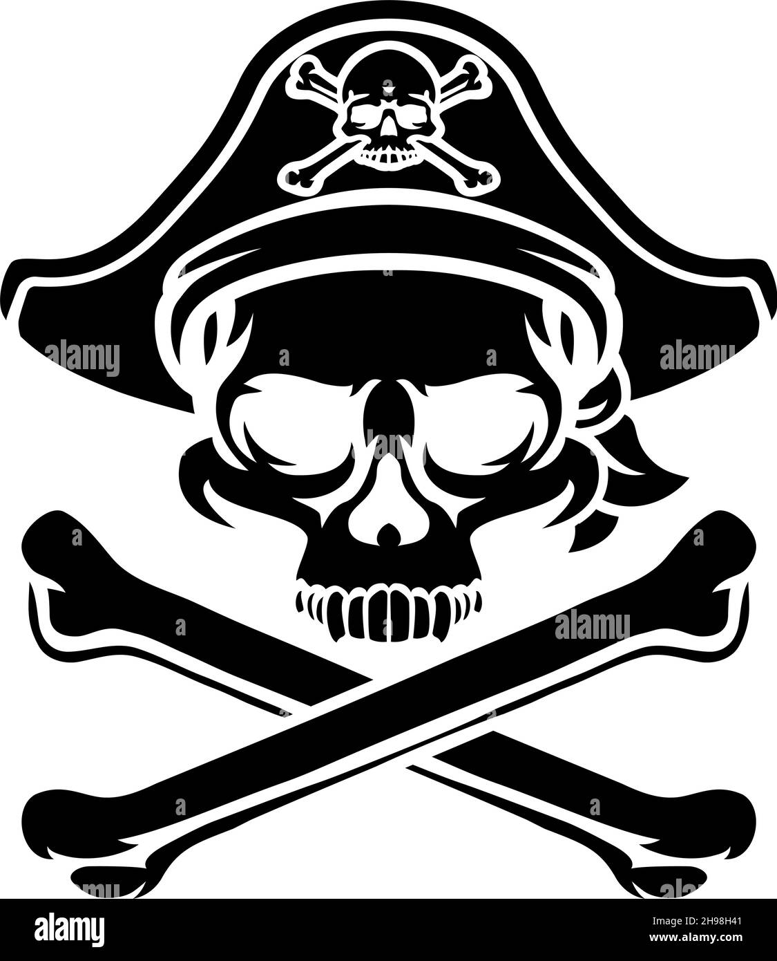 Pirate Hat Skull and Crossbones Cartoon Stock Vector Image & Art - Alamy