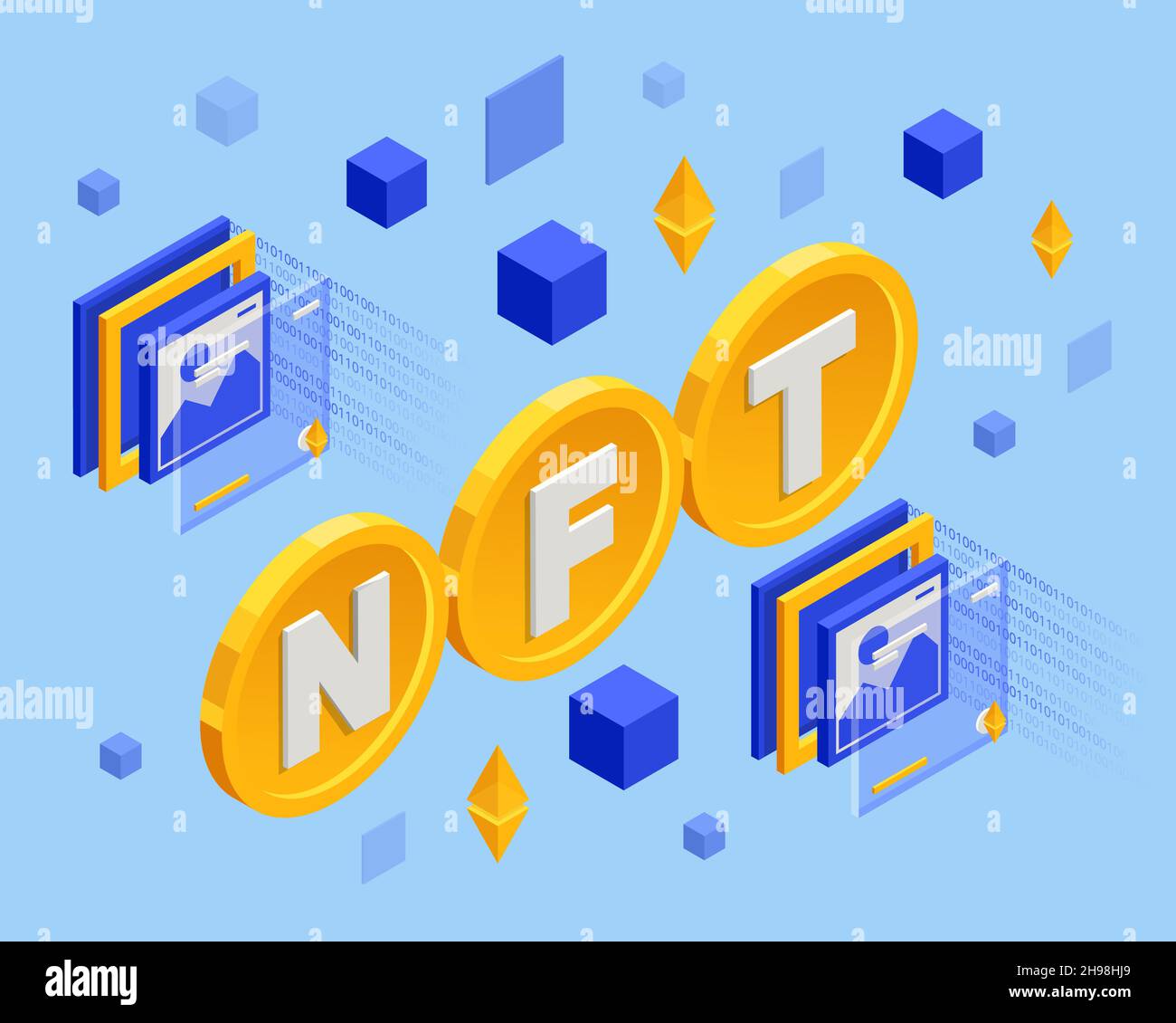 Isometric NFT Non-fungible token is a unique and non-interchangeable unit of data stored on a ...