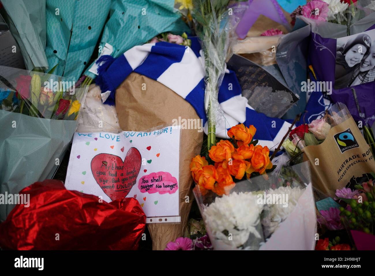 Flowers at a tribute to six-year-old Arthur Labinjo-Hughes outside Emma ...