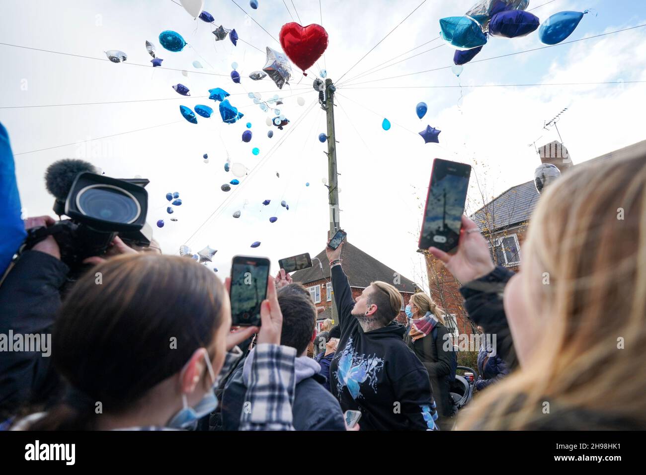People release balloons during a tribute to six-year-old Arthur Labinjo ...