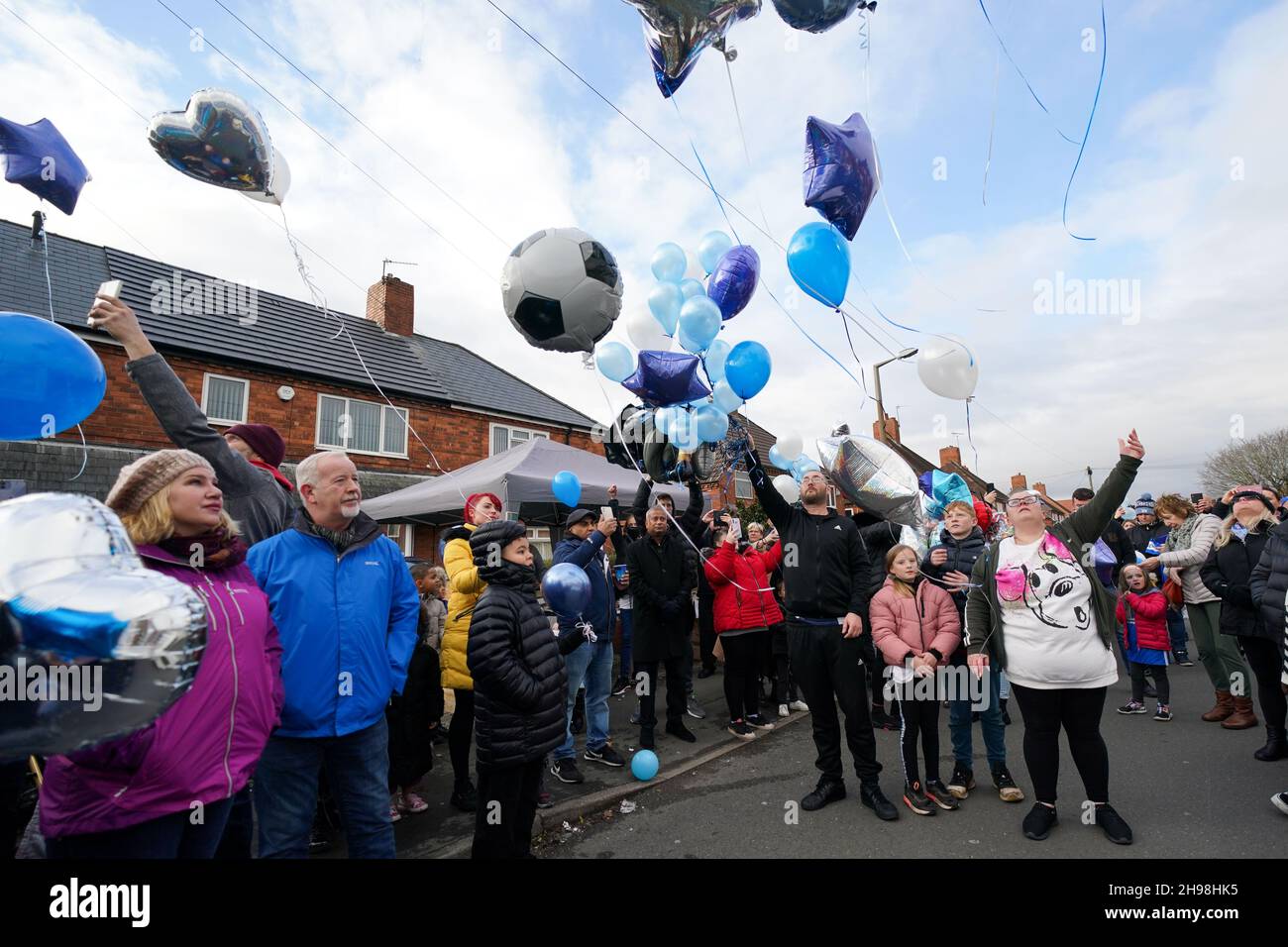People release balloons during a tribute to six-year-old Arthur Labinjo ...