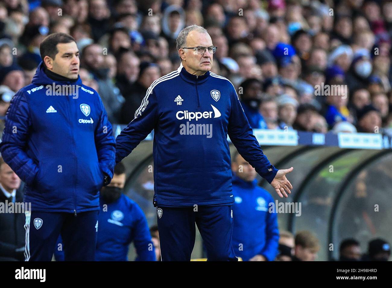 Marcelo Bielsa manager of Leeds United reacts Stock Photo - Alamy