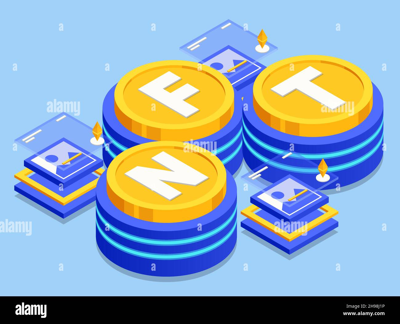 Isometric NFT Non-fungible token is a unique and non-interchangeable unit of data stored on a ...