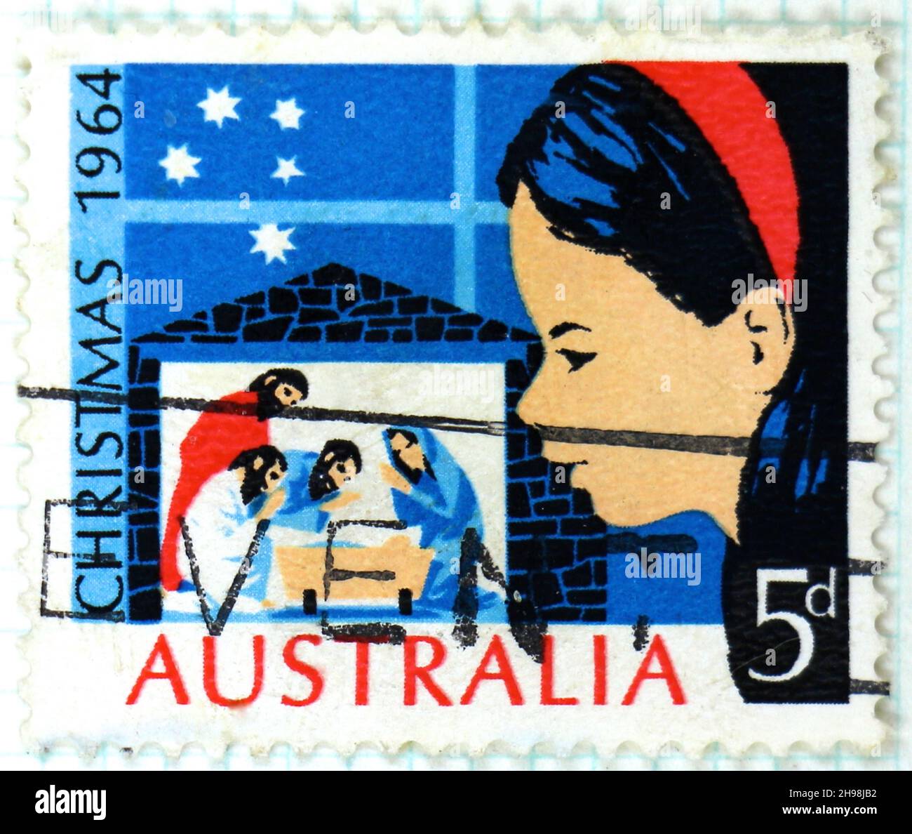 Photo of a 5d Australian postage stamp Christmas 1964 Stock Photo - Alamy