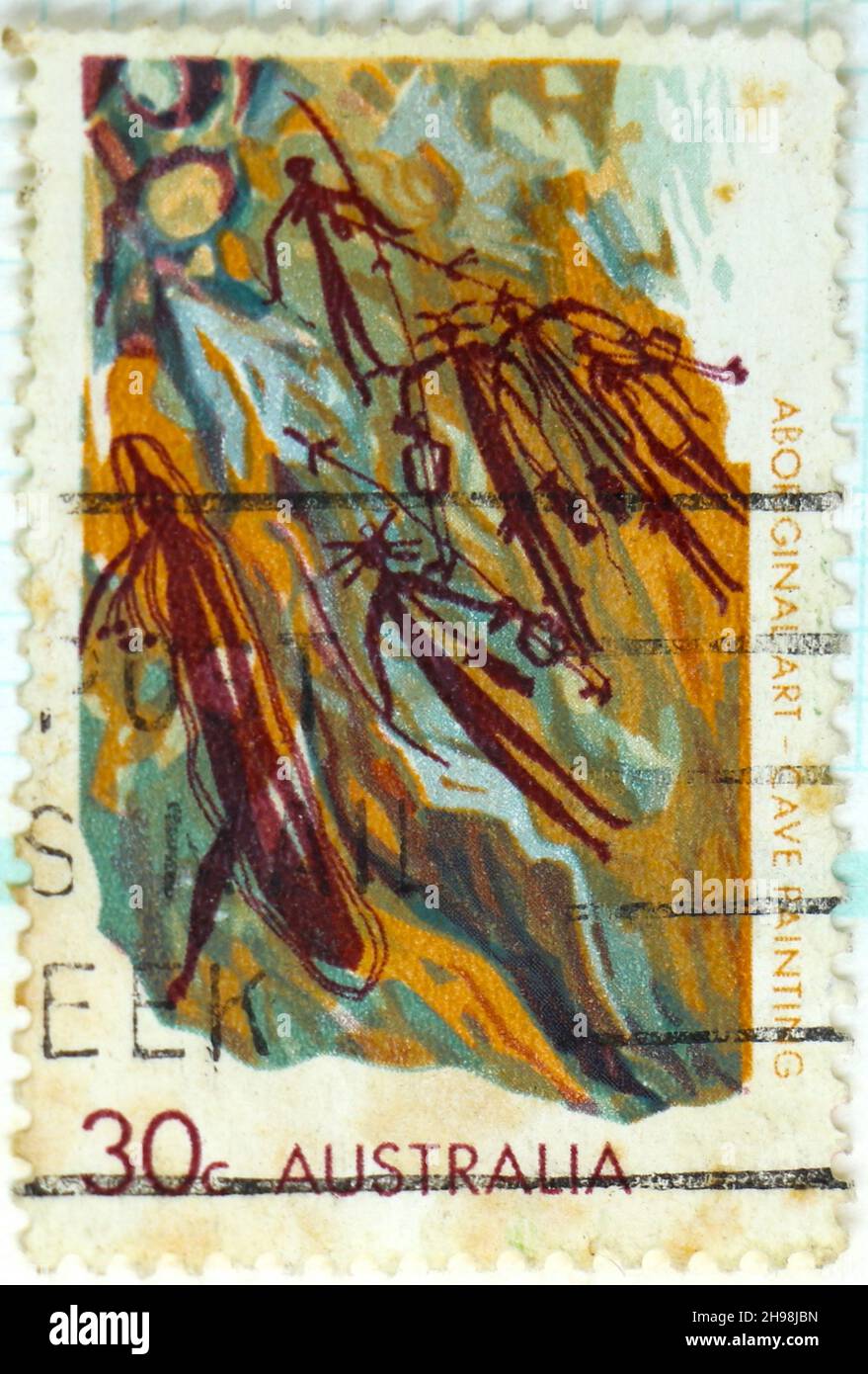 Photo of a 1971 30c Australian postage stamp with an image of ...