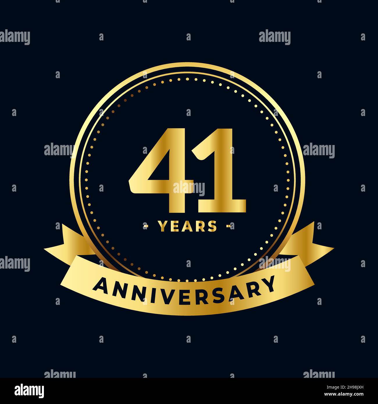 Fourty One Years Anniversary Gold and Black Isolated Vector Stock ...