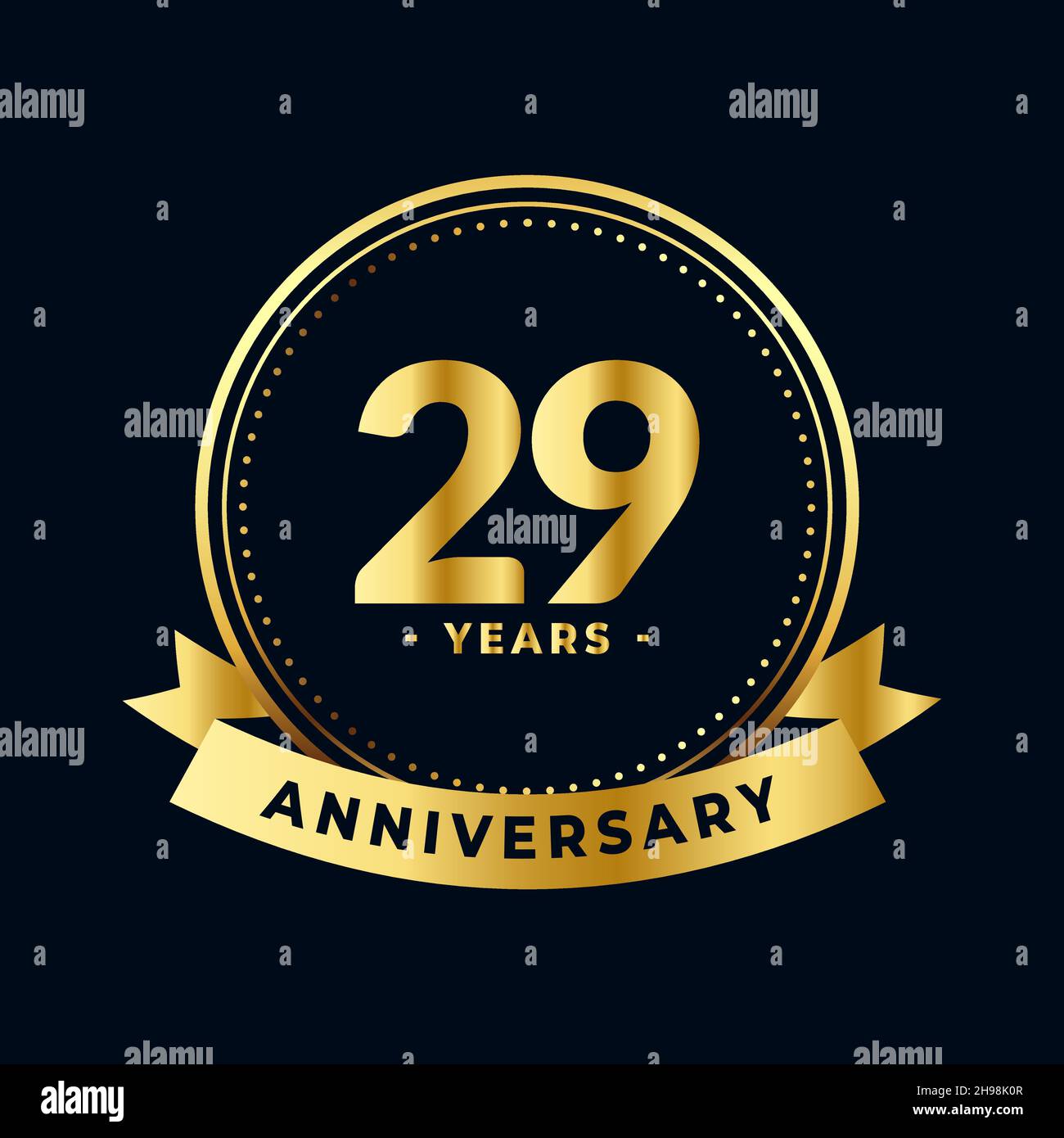 Twenty Nine Years Anniversary Gold and Black Isolated Vector Stock ...