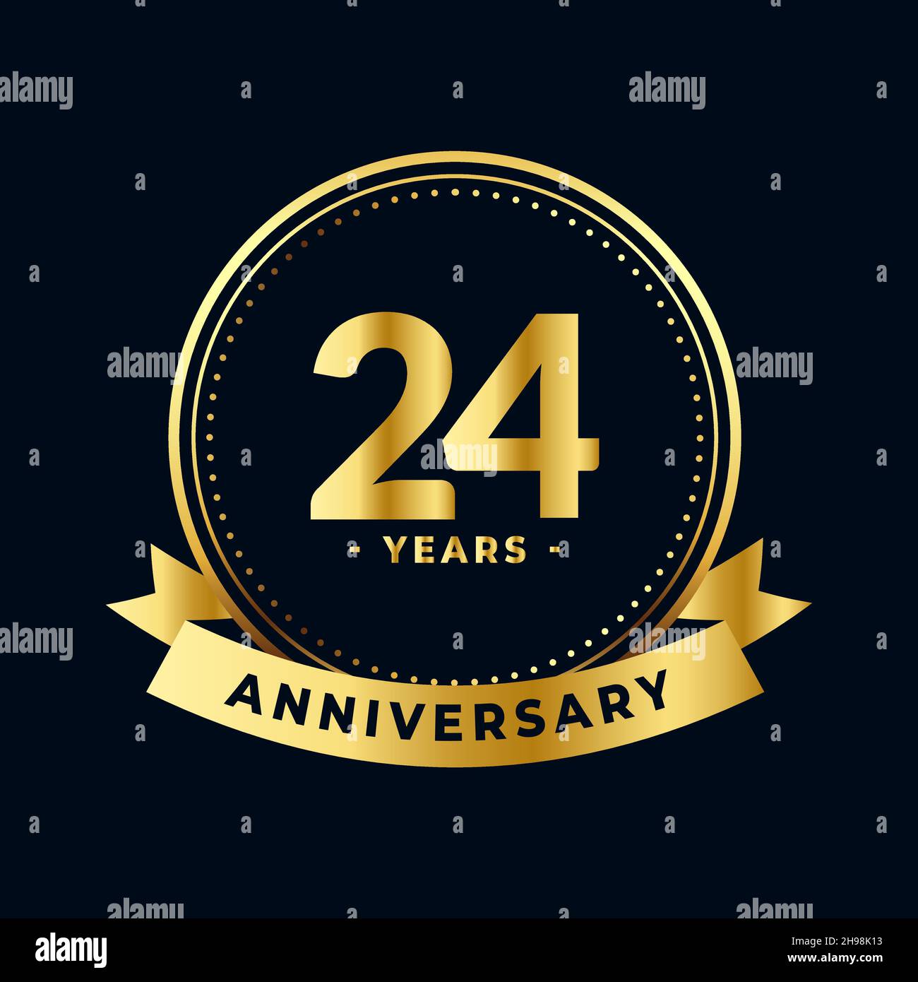 Twenty Four Years Anniversary Gold and Black Isolated Vector Stock ...