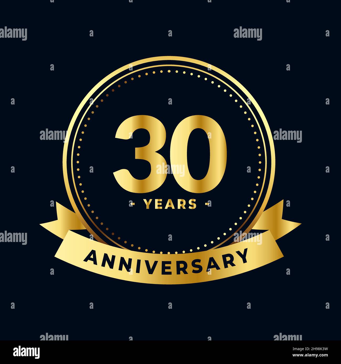 Thirty Years Anniversary Celebration Gold and Black Isolated Vector ...