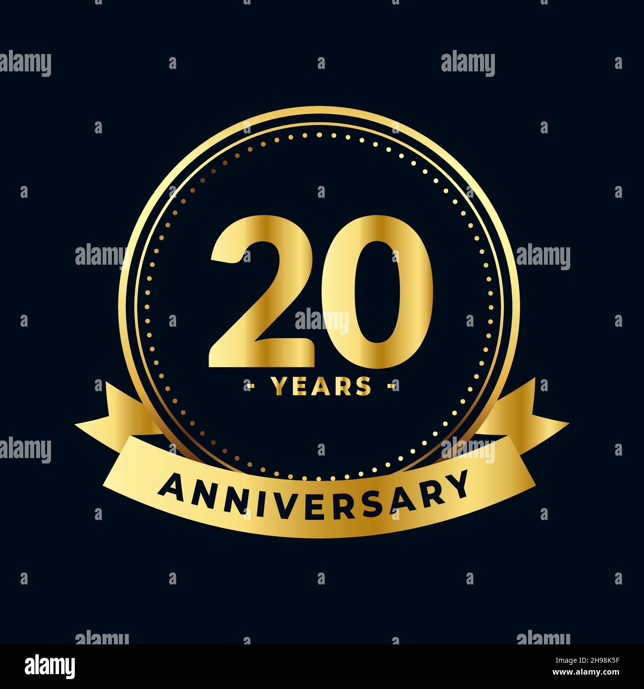 Twenty Years Anniversary Gold and Black Isolated Vector Stock Vector ...