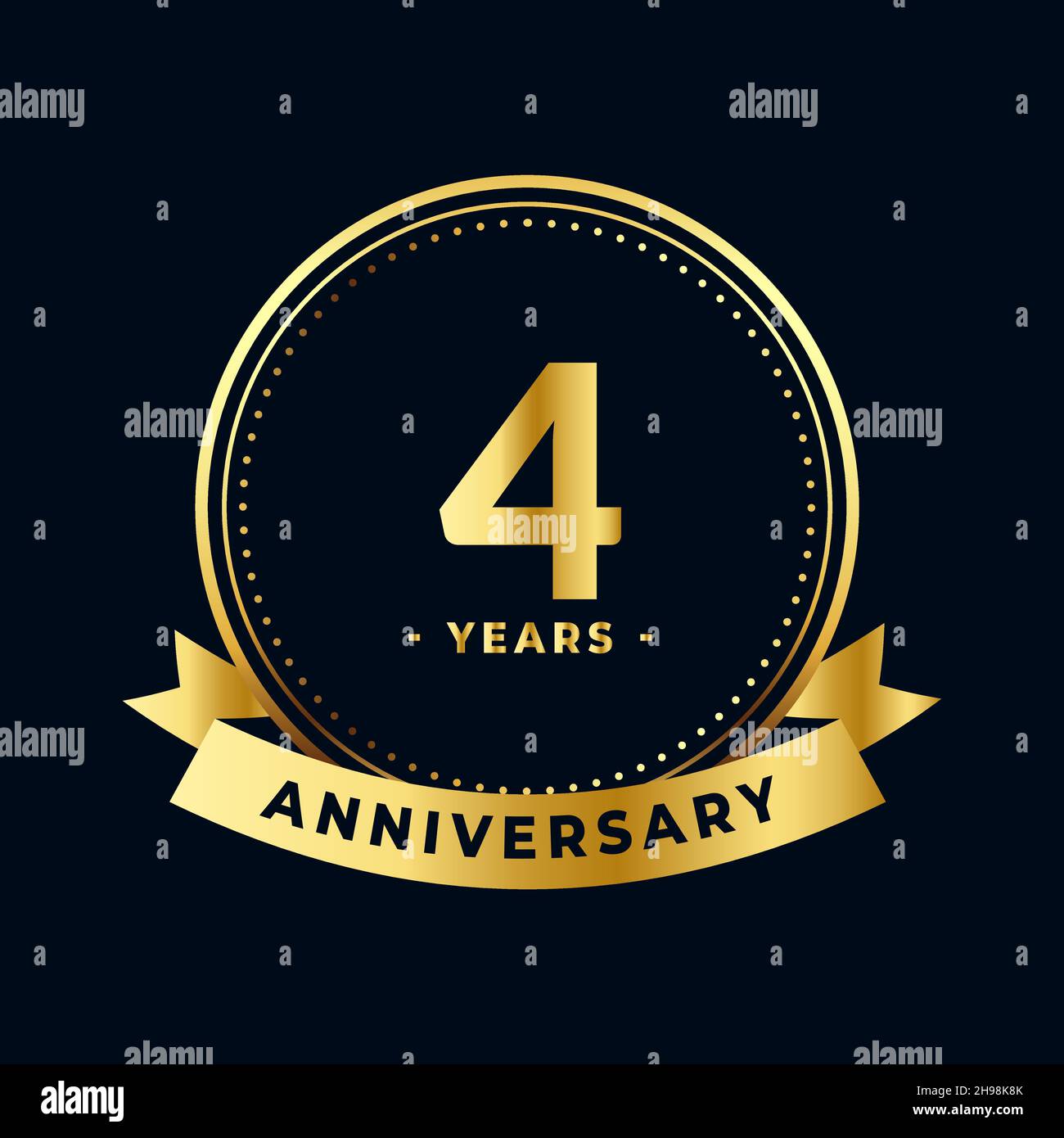 Four Years Anniversary Celebration Gold and Black Isolated Vector Stock ...