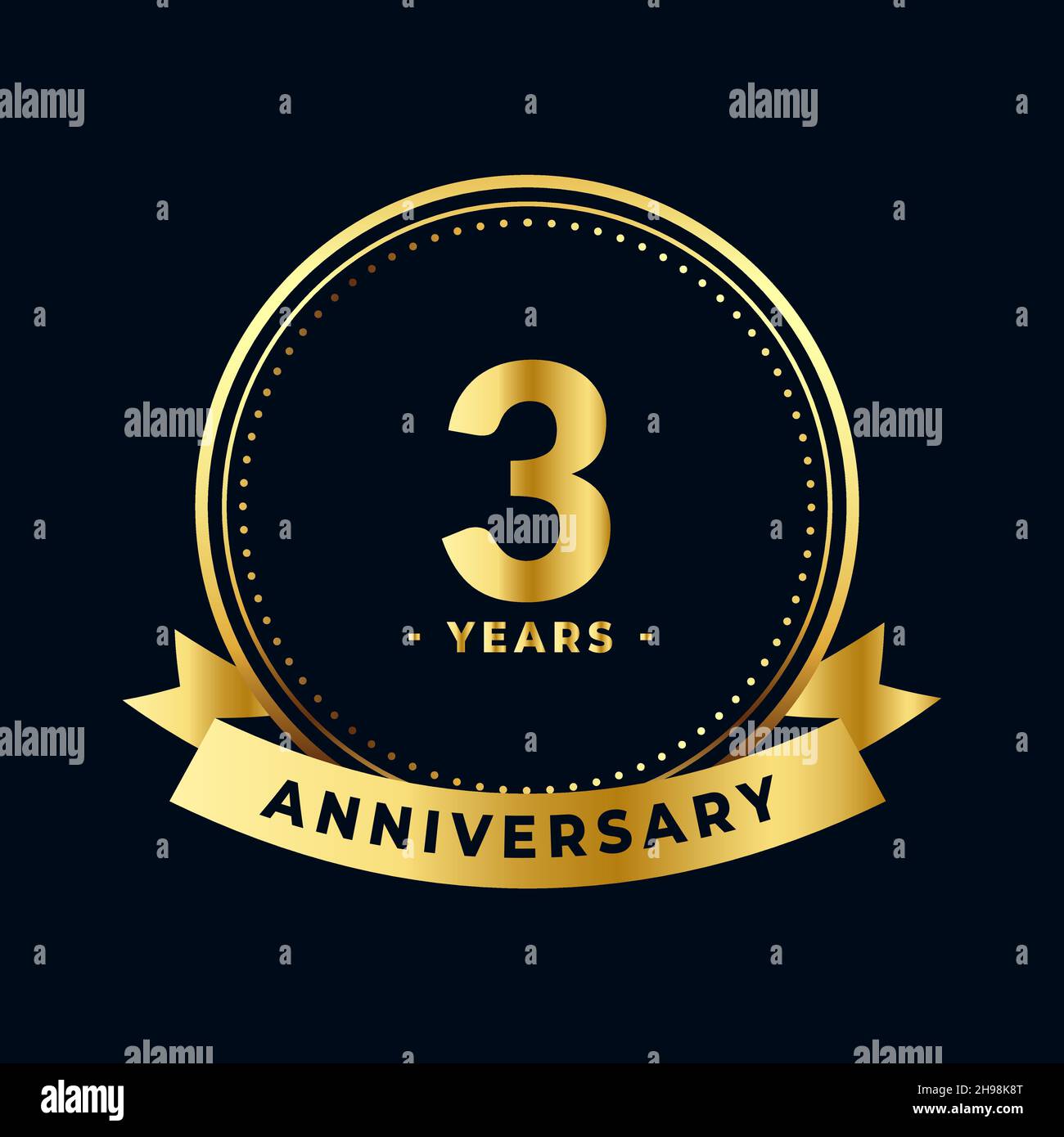 Three Years Anniversary Celebration Gold and Black Isolated Vector ...