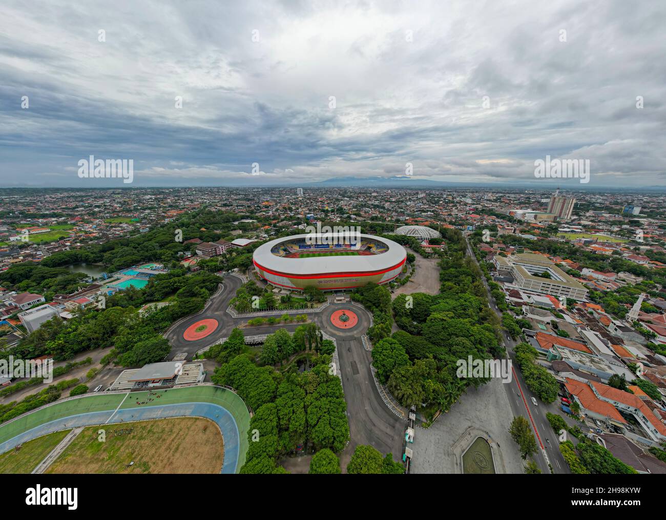 Aerial top down view of the Beautiful scenery of Manahan Solo Stadium ...