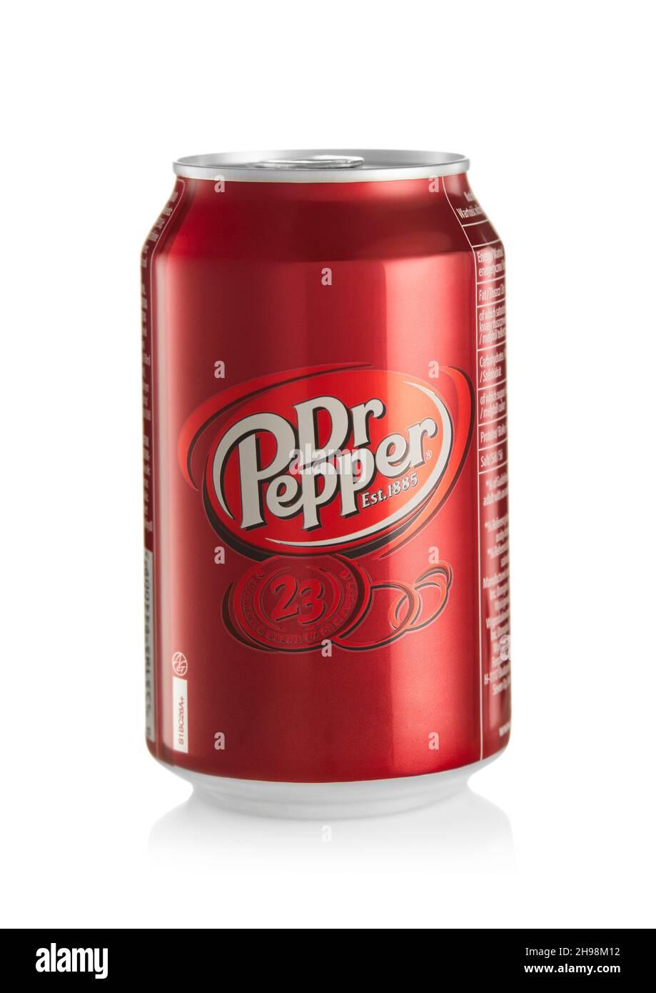 LONDON,UK - OCTOBER 21, 2021 : Aluminium can of Dr.Pepper original soft ...