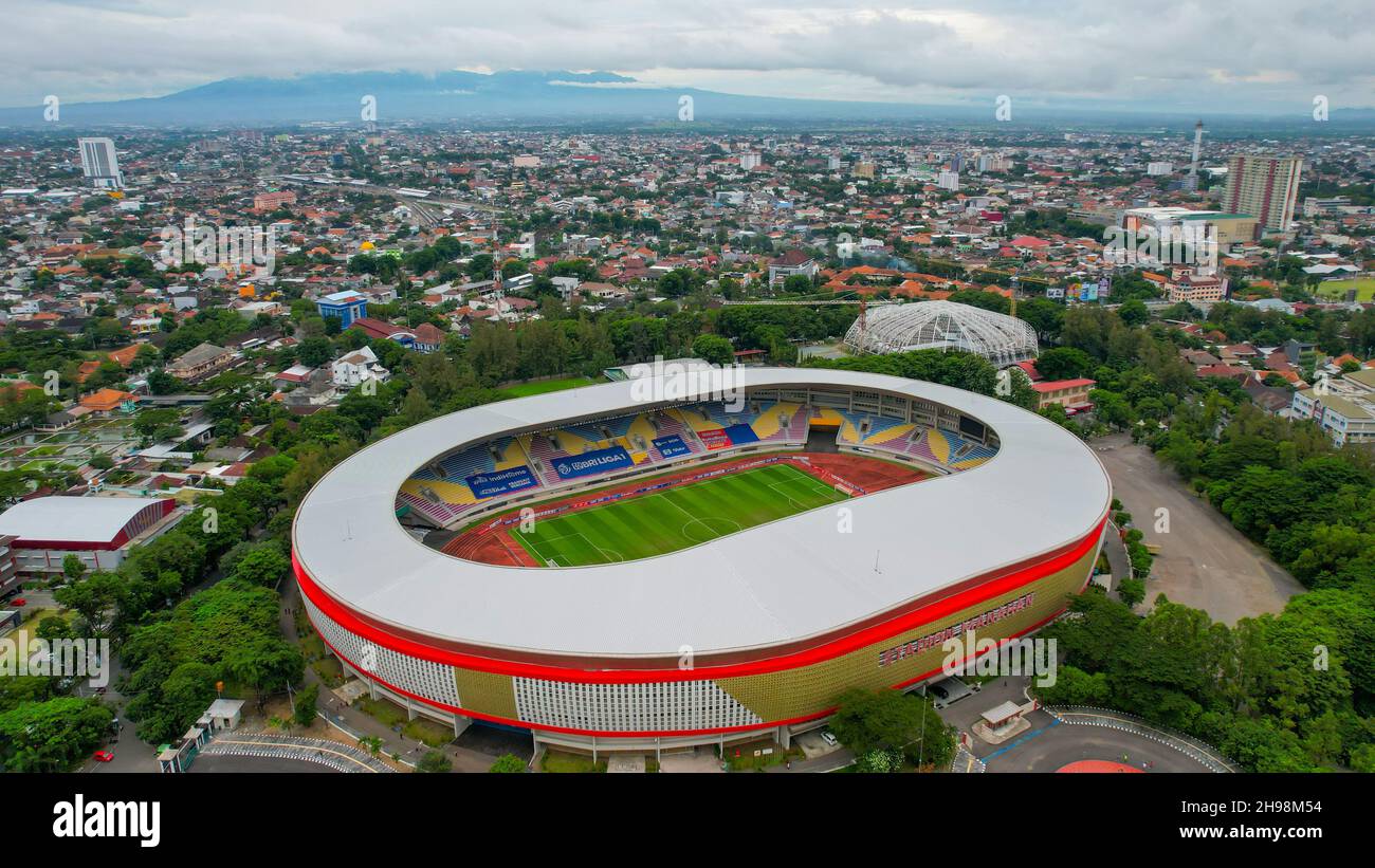 Aerial top down view of the Beautiful scenery of Manahan Solo Stadium ...
