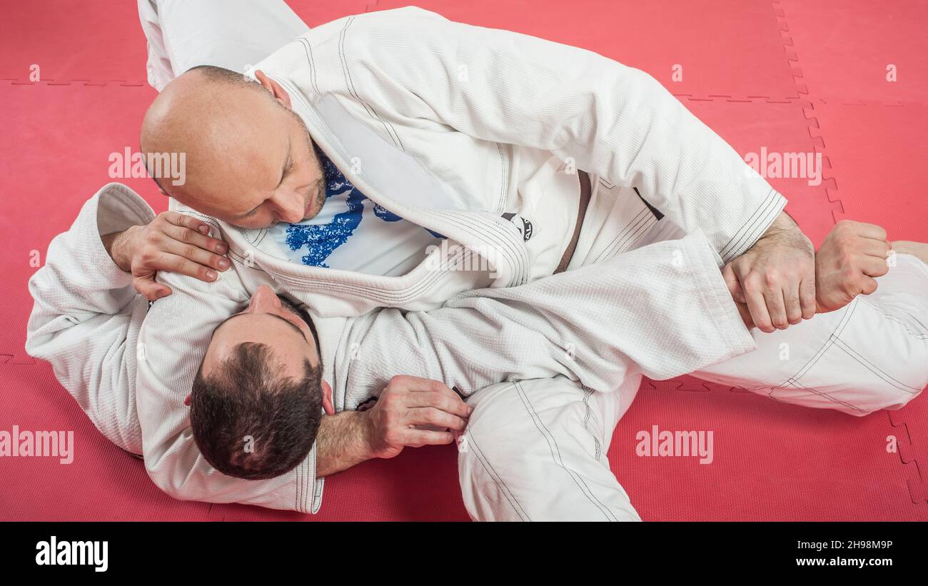 Bjj Brazilian Jiu Jitsu Training Demonstration In Traditional Kimono