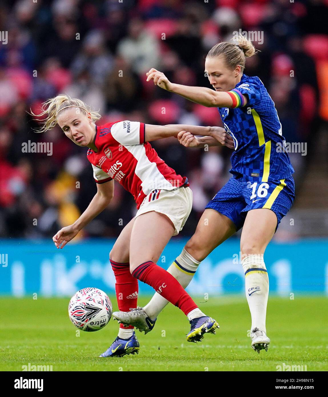Arsenal's Beth Mead (left) and Chelsea's Magdalena Eriksson battle for ...