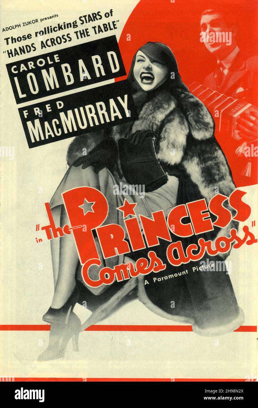 CAROLE LOMBARD and FRED MacMURRAY in THE PRINCESS COMES ACROSS 1936 ...