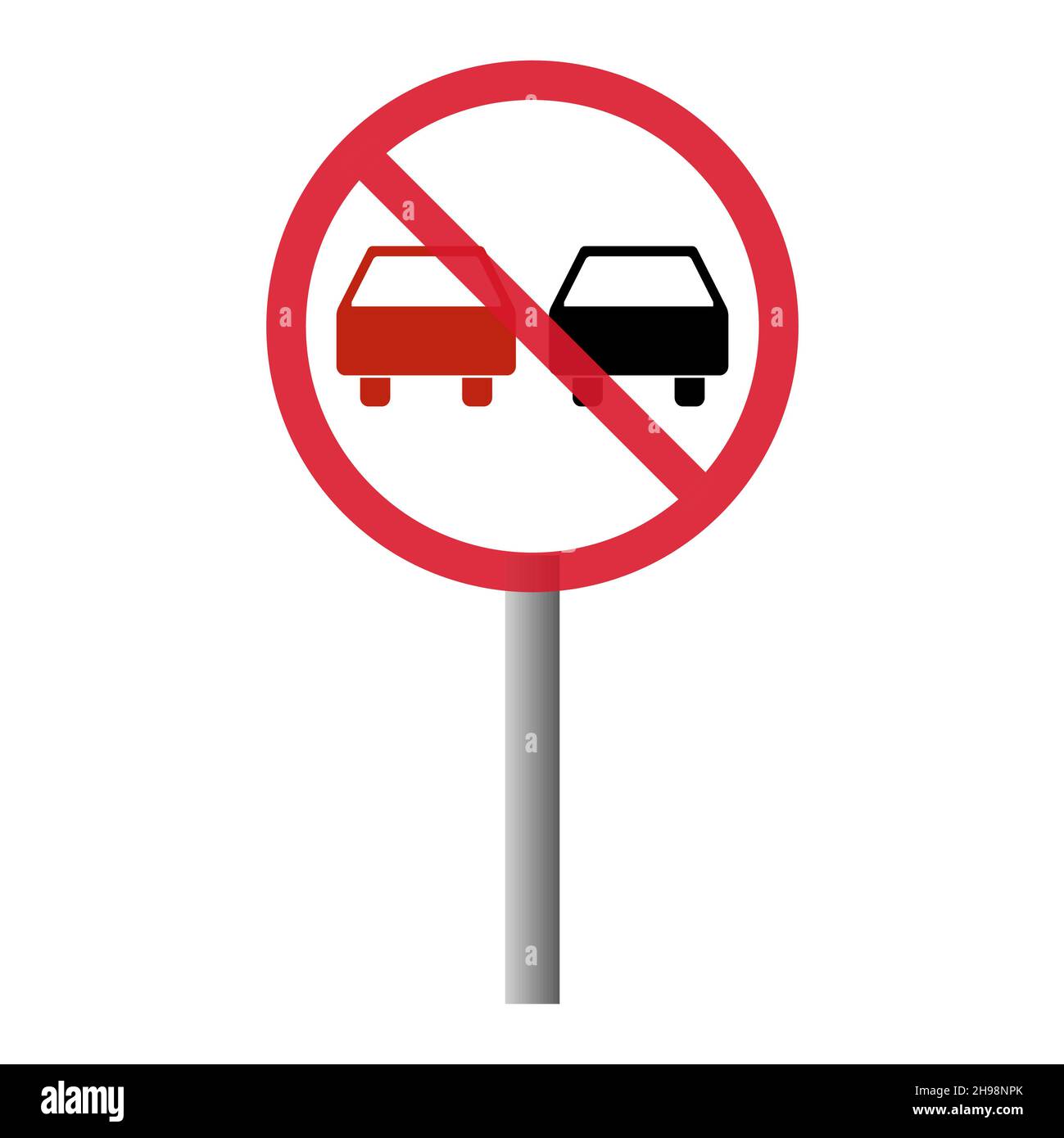 No overtaking warning road, prohibition transportation icon, car ...