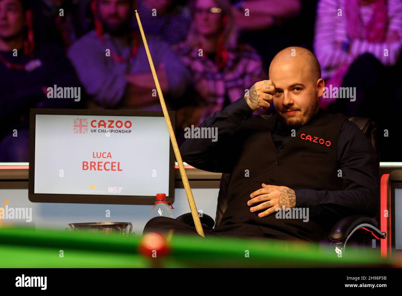 Luca Brecel during day thirteen of the Cazoo UK Championship at the ...