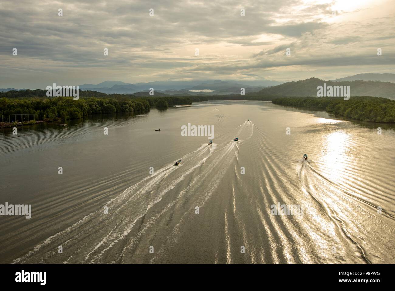 Fishing on the Mengkabong river Sabah Sabah Borneo Malaysia Stock Photo ...