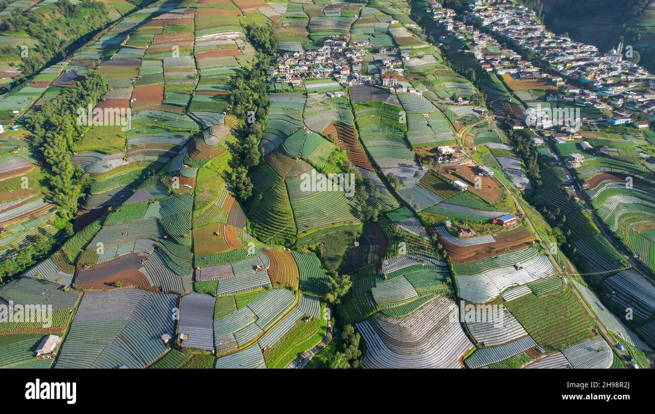 Aerial view of the Nepal van java is a Rural tour on the slopes of ...