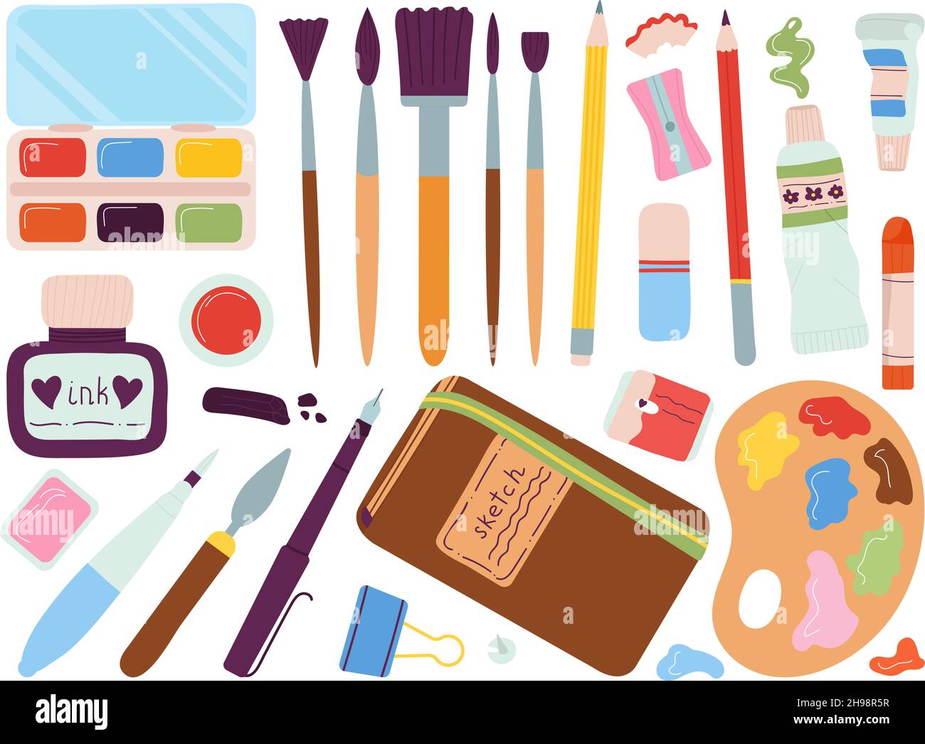 Watercolor pens Stock Vector Images - Alamy