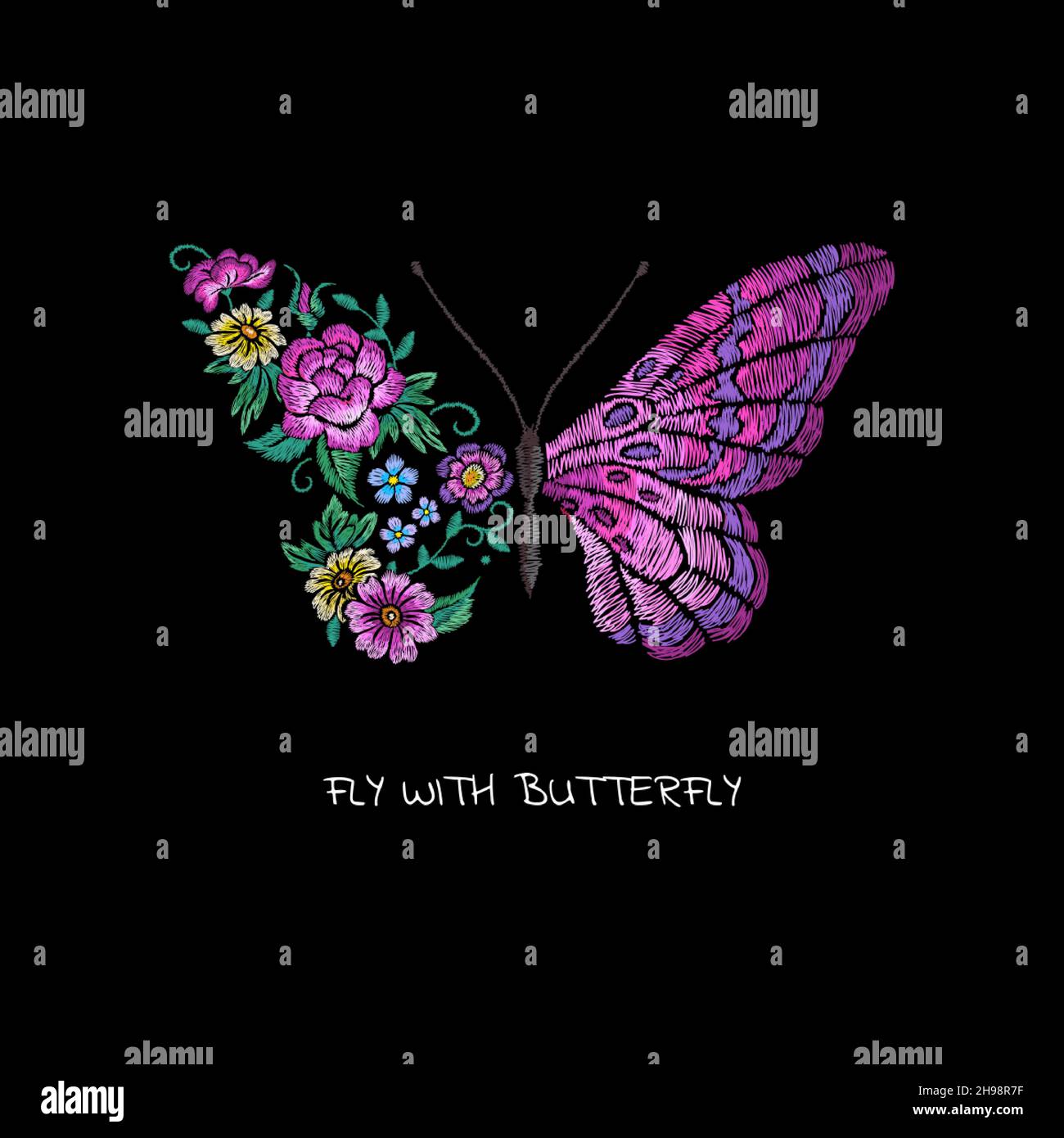 Butterfly embroidery design hi-res stock photography and images - Alamy