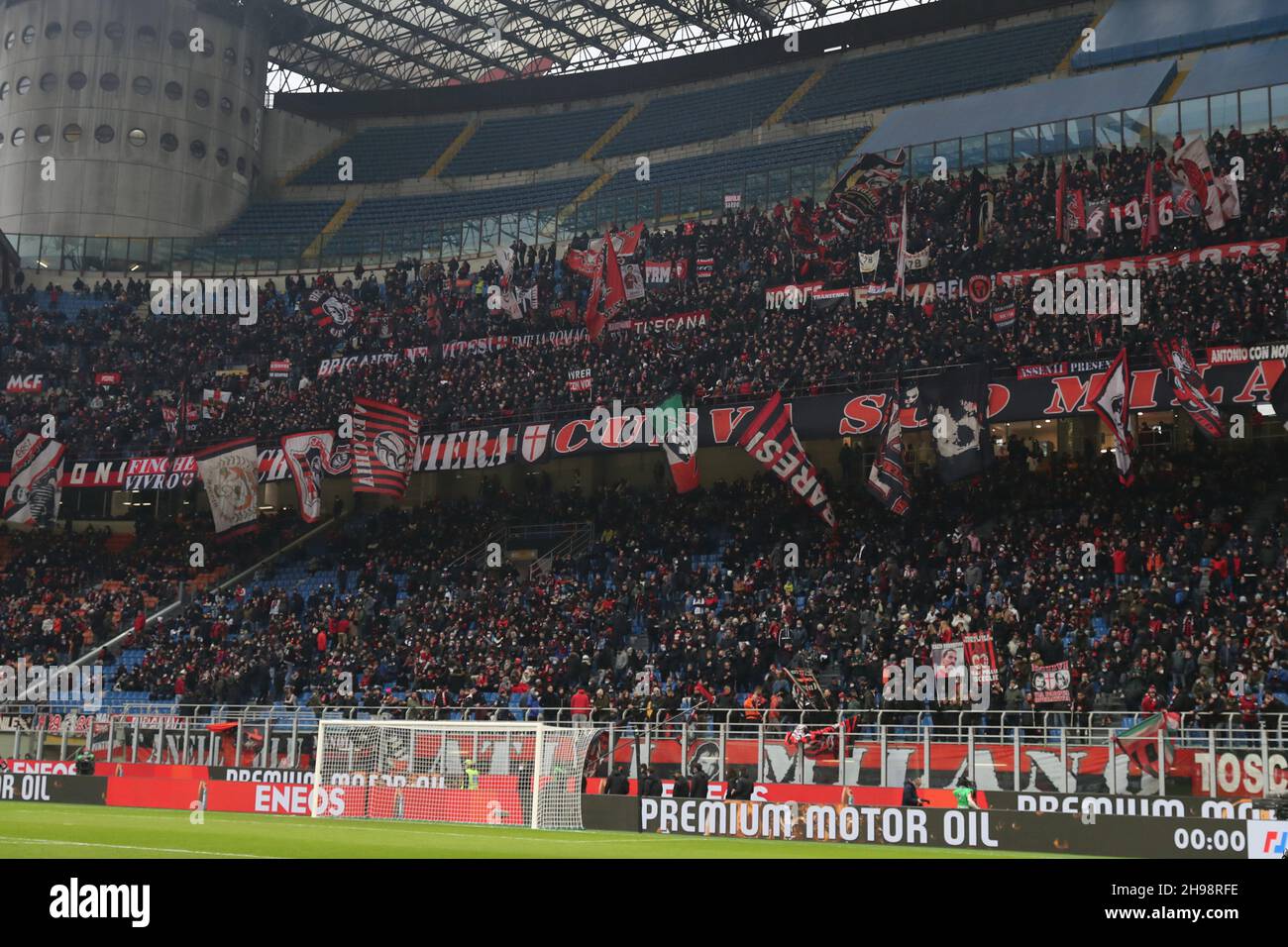Supporters of AC Milan during the Serie A 2021/22 football match ...