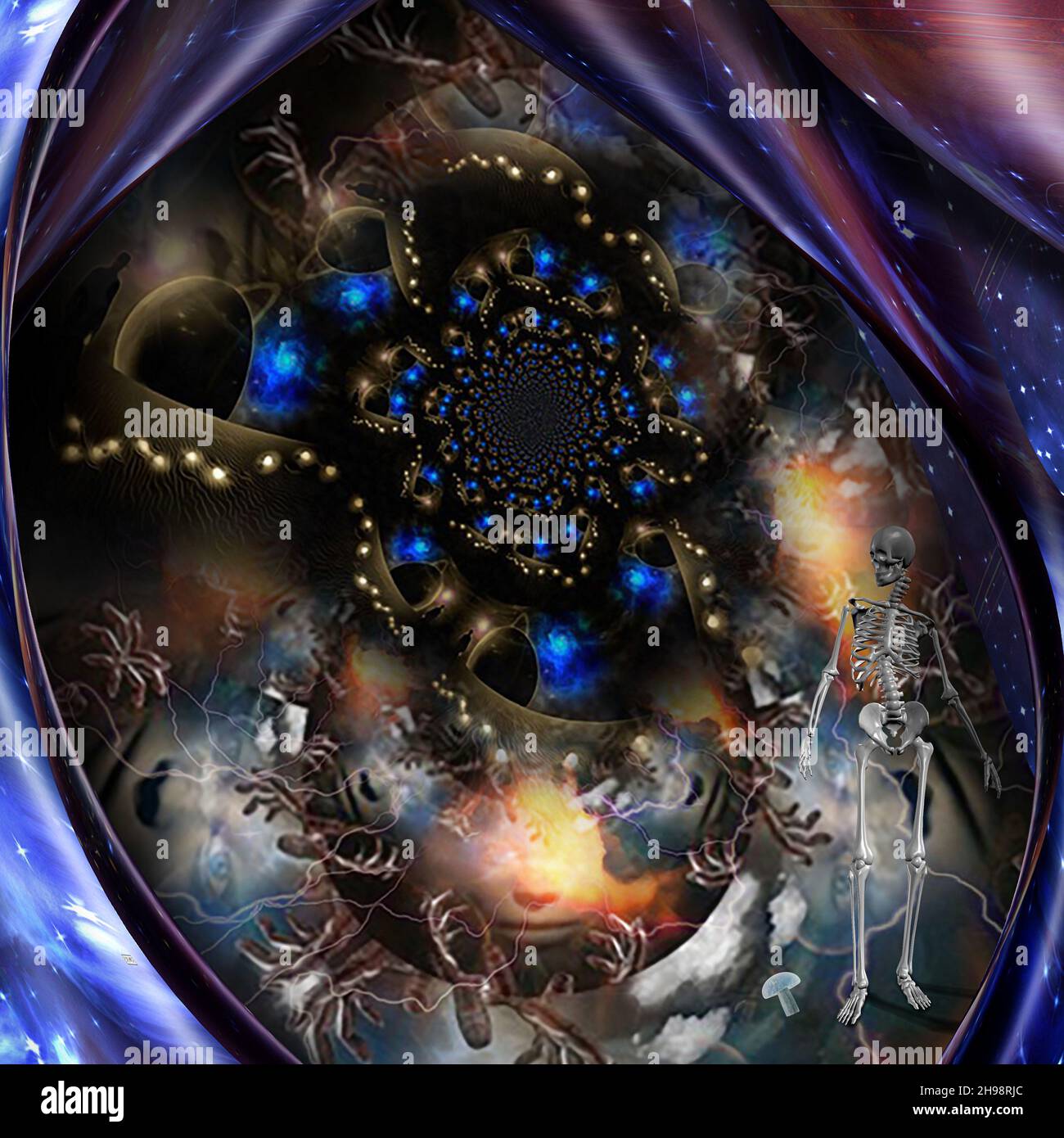 The flow of life and death. Spiritual art. 3D rendering Stock Photo - Alamy