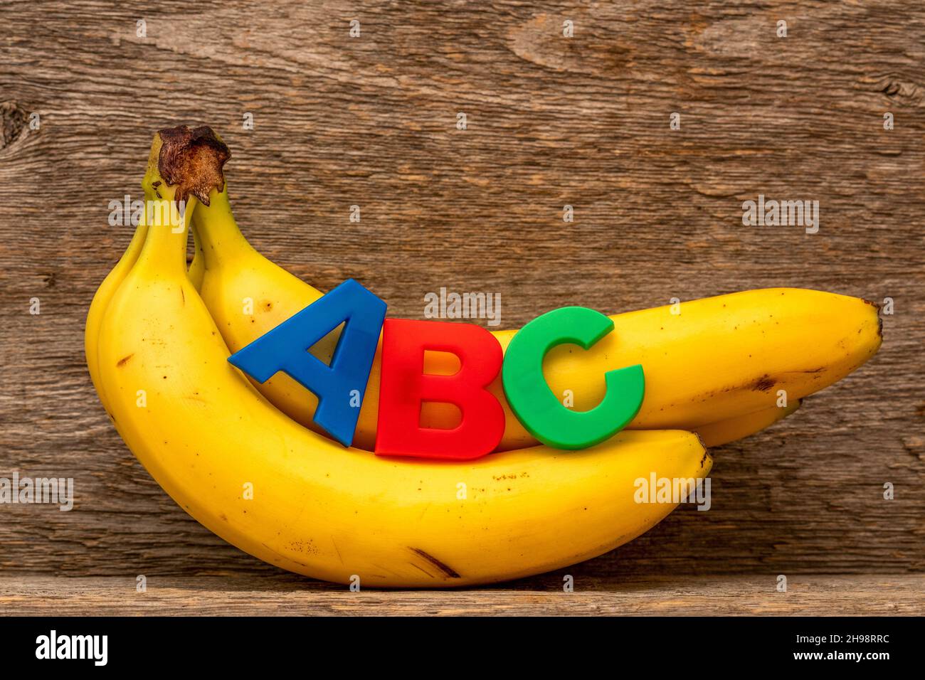 Banana fruits with ABC letters. Education concept Stock Photo - Alamy