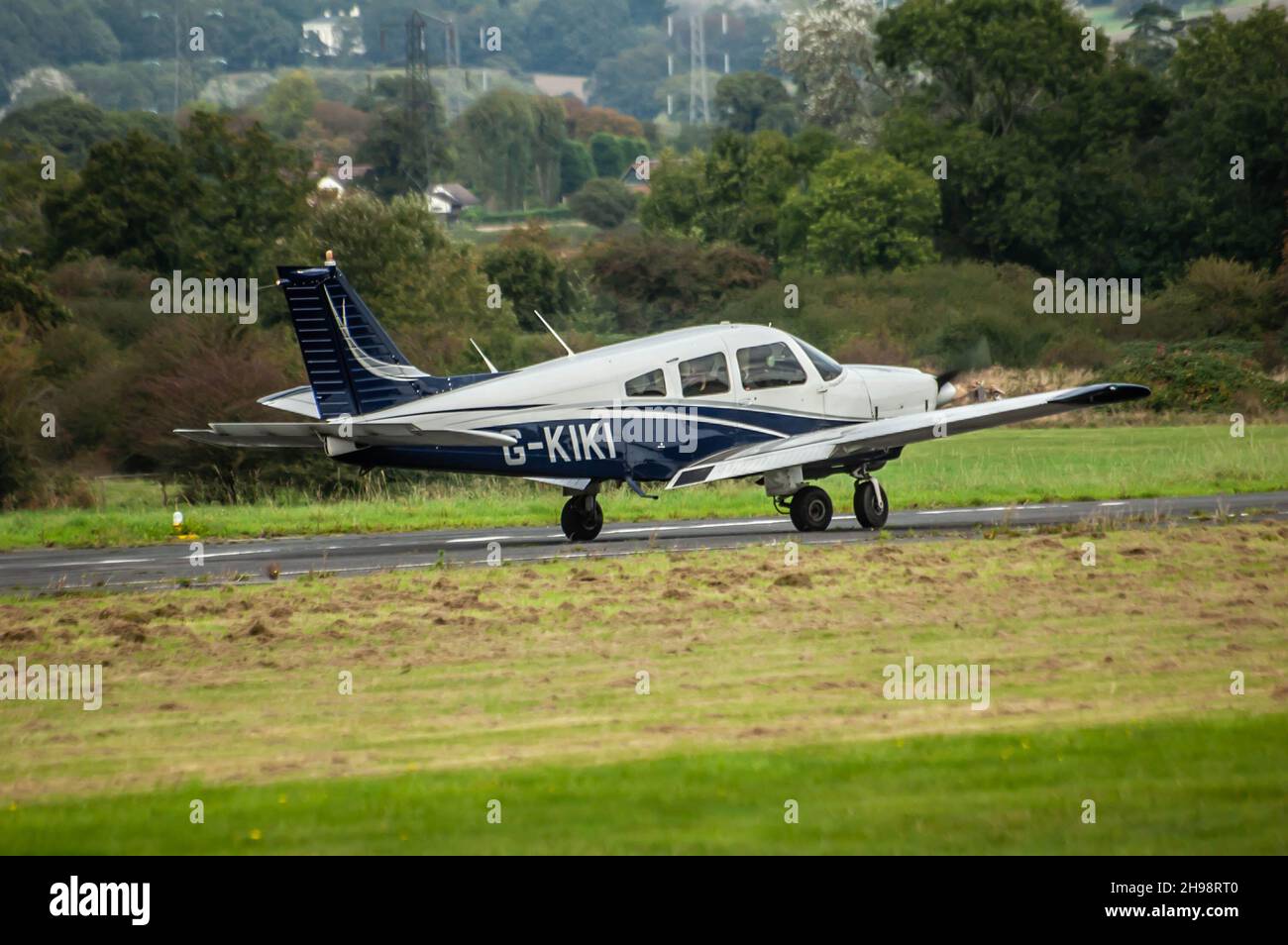 ELSTREE, LONDON, ENGLAND- 17 October 2021: Piper PA-28-181 single ...