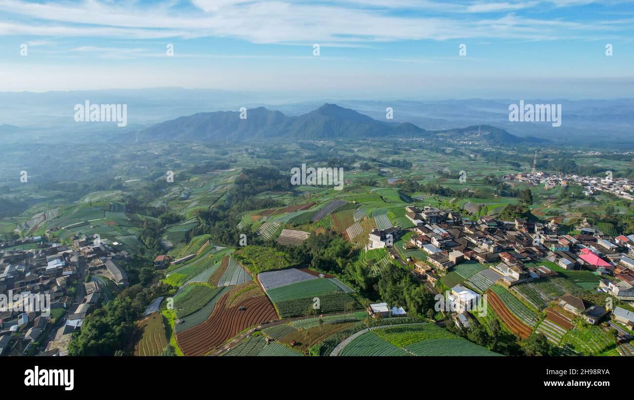 Aerial view of the Nepal van java is a Rural tour on the slopes of ...