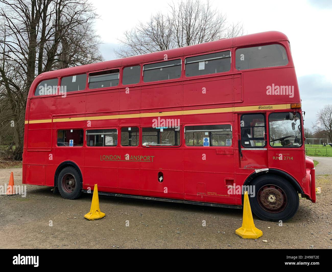 Red double decker bus at Stowe School and landscape gardens ...